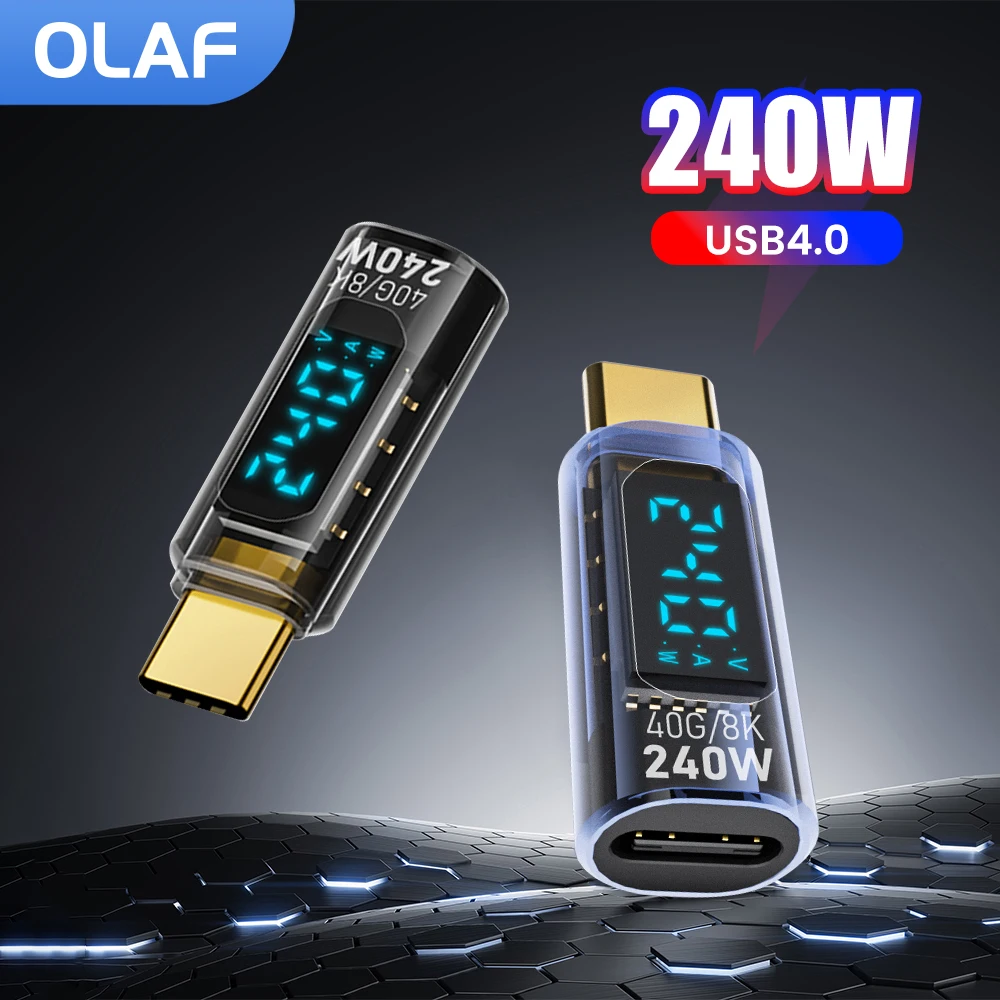 PD240W Type C To Type C Adapter Digital Display USB 4.0 OTG Fast ...