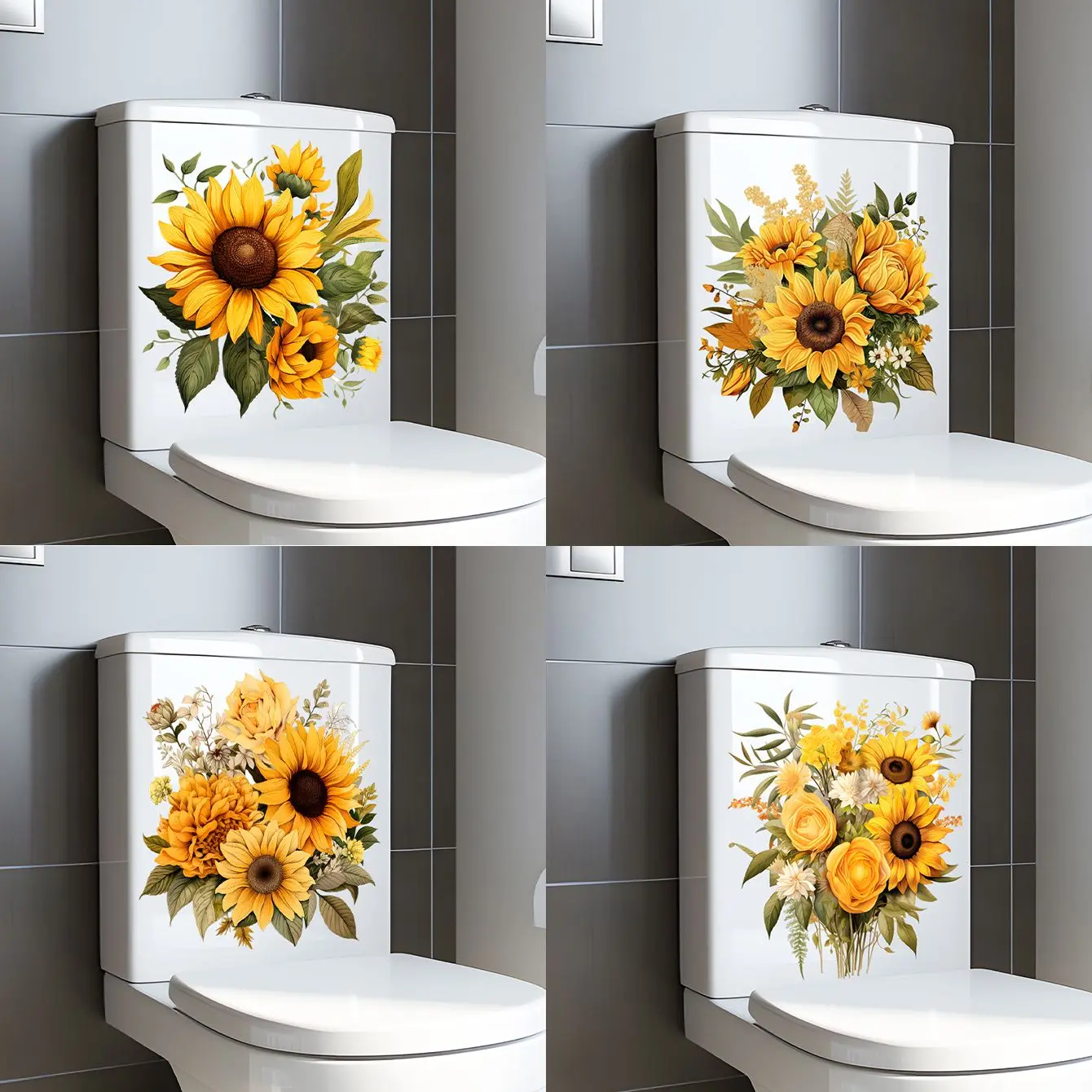 M229-Sunflower-Wall-Sticker-Bathroom-Toilet-Toilet-Lid-WC-Door-Sticker ...