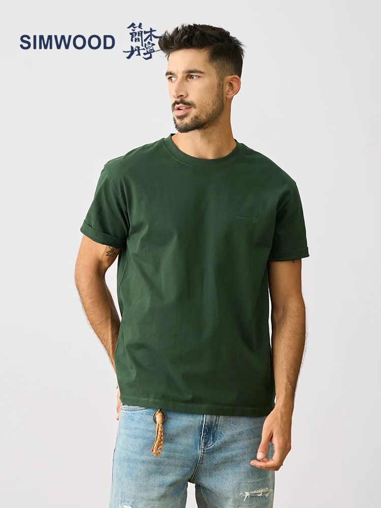 SIMWOOD-2023-Summer-New-Oversize-100-Cotton-250g-sm-T-shirt-Men-Logo ...