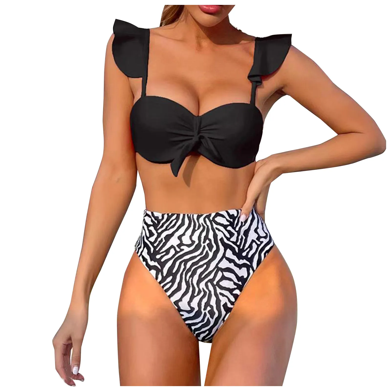 Brazilian Bikini 2022 Swimwear Women Print Sexy Ruffle Push Up Padded