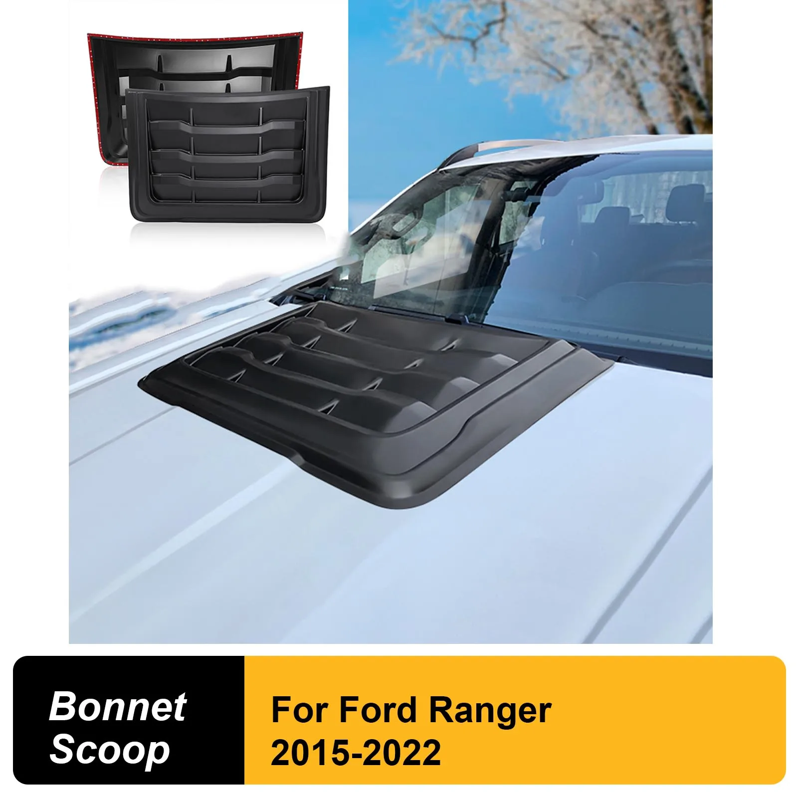 ABS-Matte-Black-Bonnet-Scoop-Hood-Cover-Bonnet-Protector-For-Ford ...