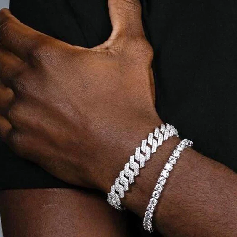 Hip-Hop-Bling-Full-Rhinestone-Cuban-Chain-Bracelet-for-Men-Iced-Out ...