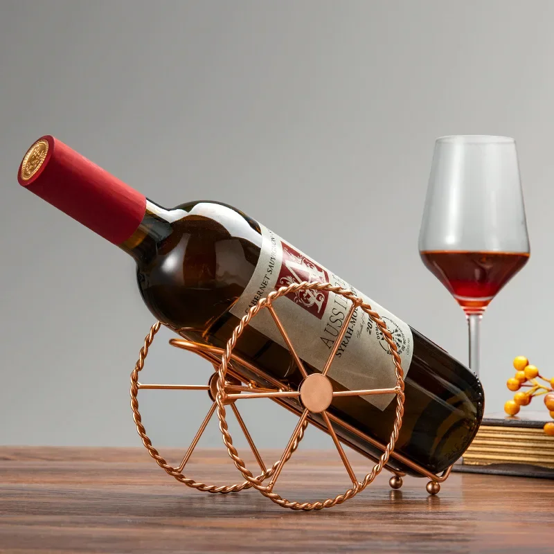 Retro-Metal-Red-Wine-Rack-Bronze-Iron-Wheels-Design-Wine-Holder-Home ...