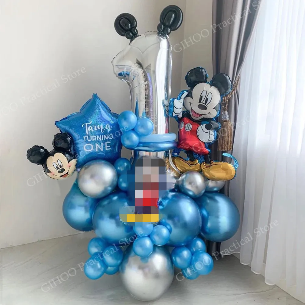 36Pcs Disney Mickey Mouse Aluminum Film Balloon Metallic Blue Ball ...