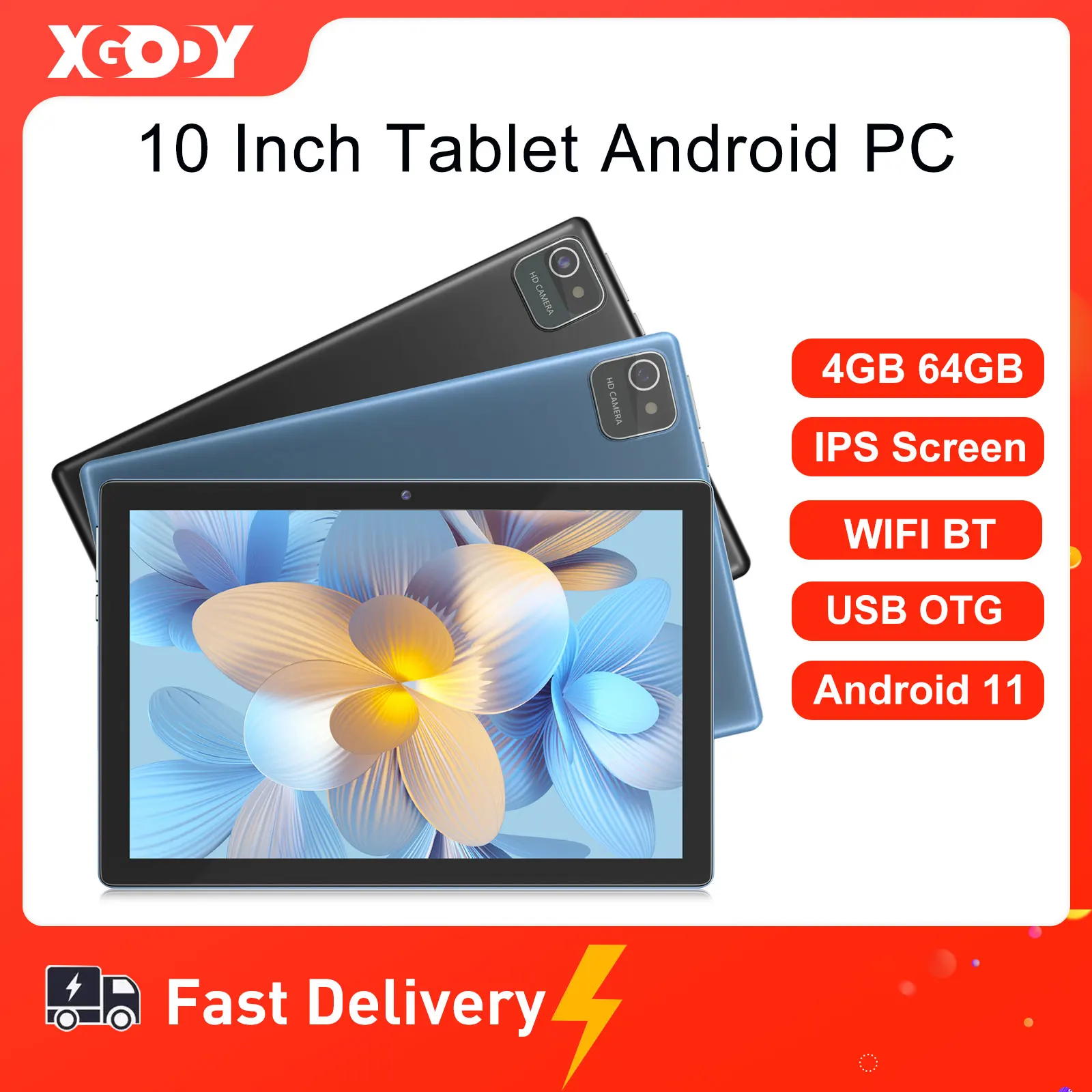XGODY Tableta de 10 pulgadas, Tablet con Android 11, 4GB, 64GB, PC ...