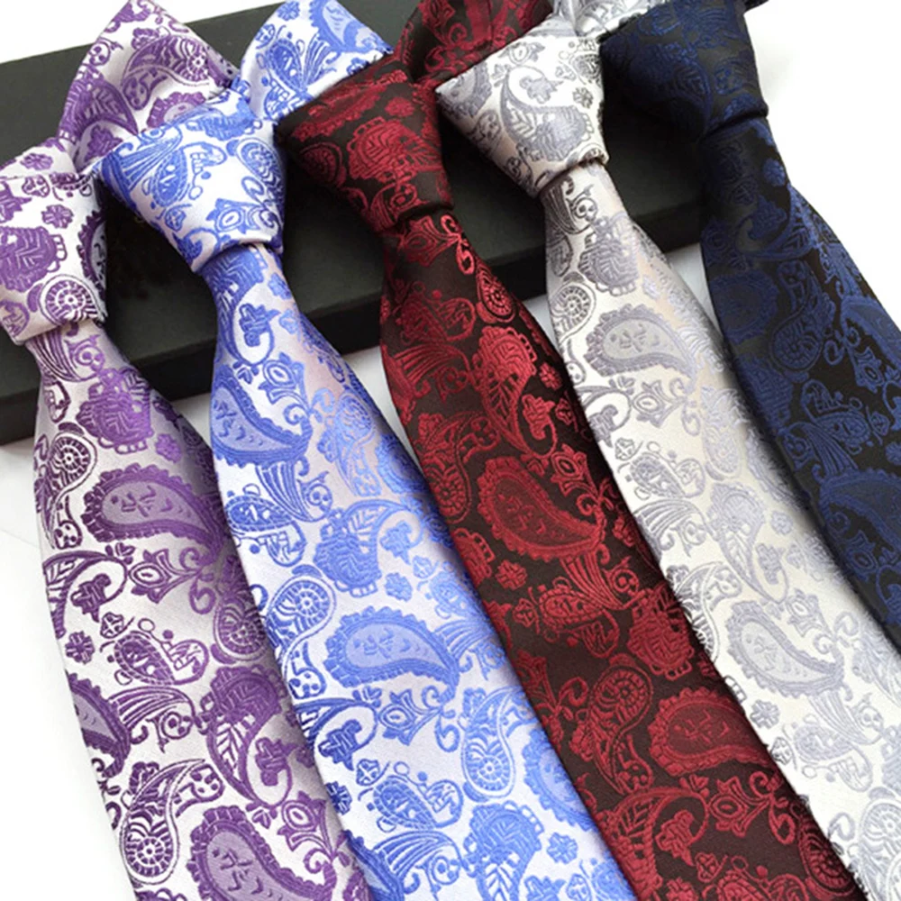 Novelty-Ties-For-Men-Fashion-Tie-8cm-Paisly-Solid-Color-Design-Formal ...