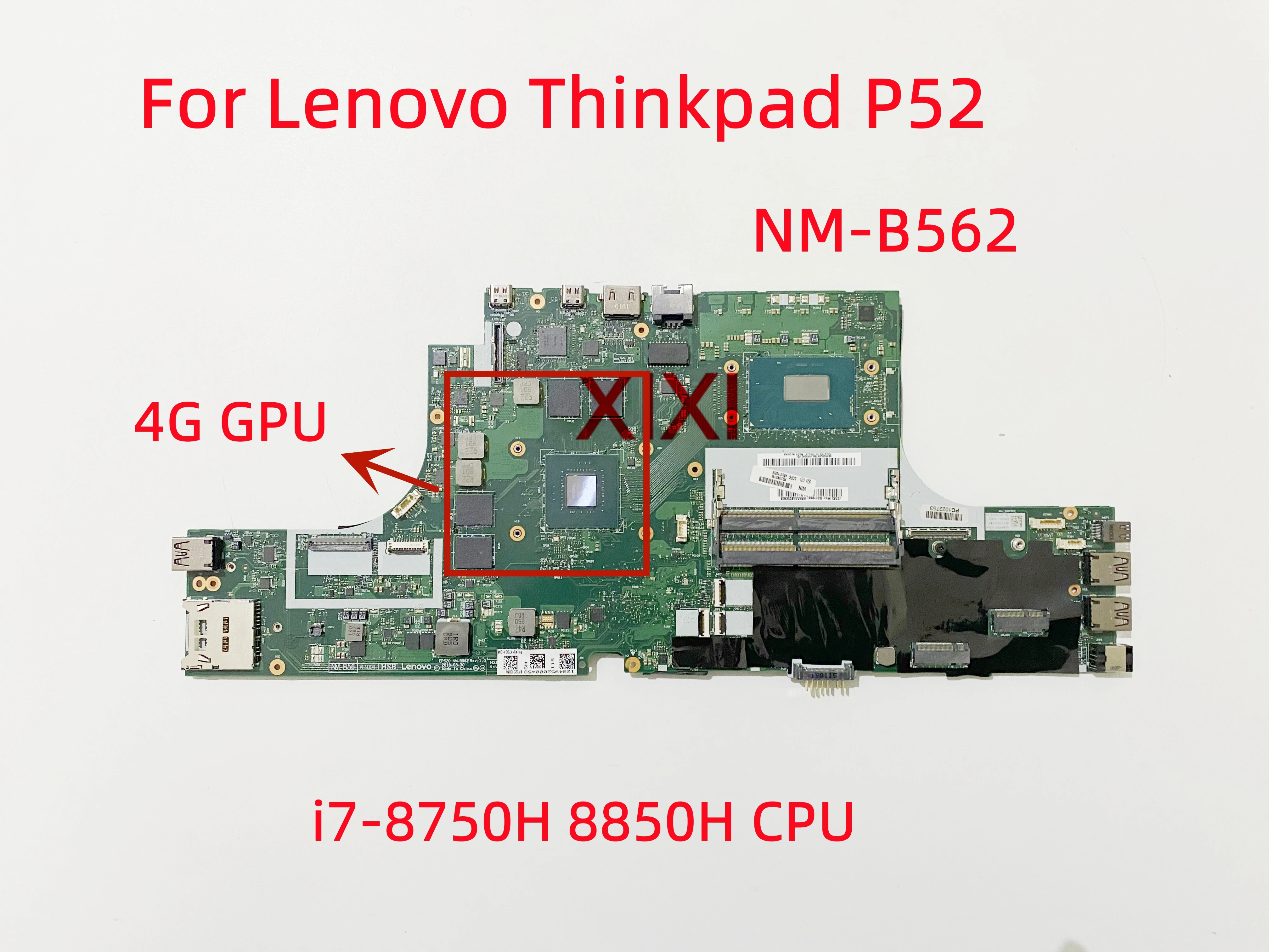 NM B562 레노버 Thinkpad P52 노트북 마더 보드 i7 8750H 8850H CPU N18P Q1 A1 4G GPU ...