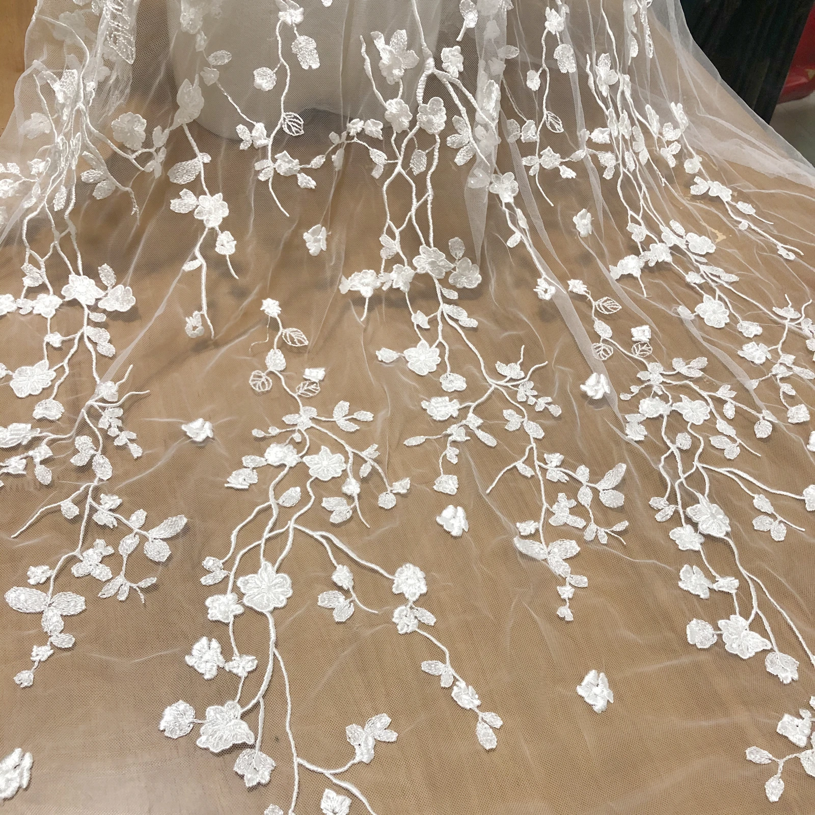 Environmentally Friendly Rayon Sequins Tulle Embroidery Suitable For ...