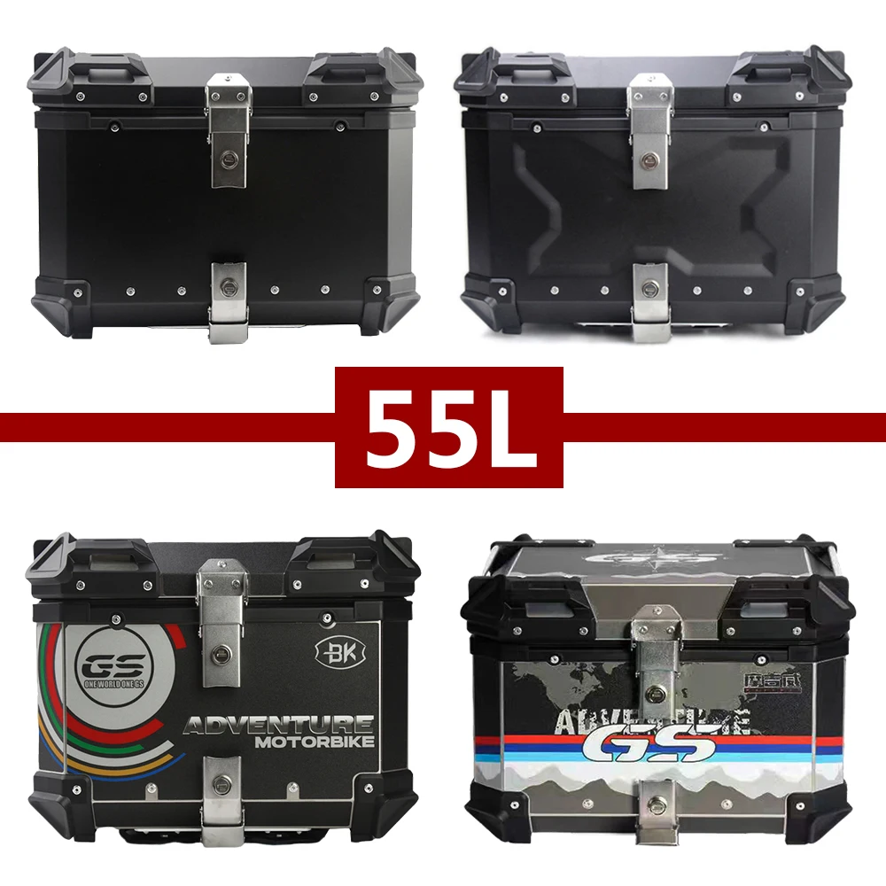 55L Motorcycle Box Aluminum Rear Trunk Moto Top Case Helmet Luggage ...