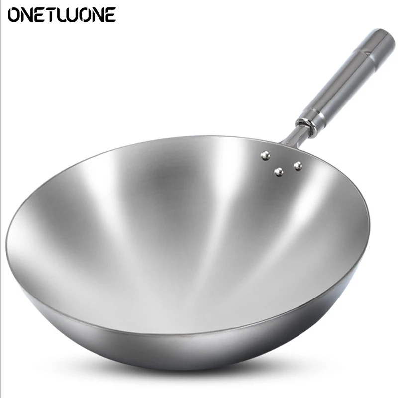 36cm-Uncoated-Pure-Titanium-Woks-Kitchen-Cookware-Household-Lightweight ...