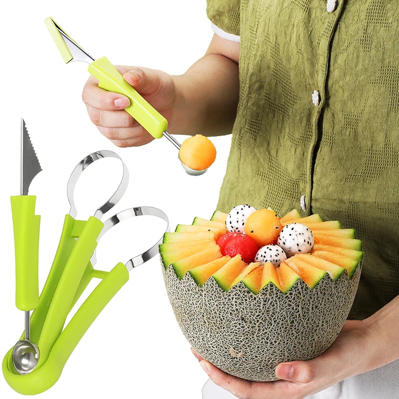 Melon-Baller-Scoop-Set-Professional-4-In-1-Watermelon-Cutter-Seed ...