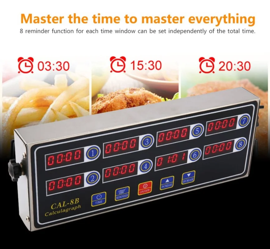 Cal-8b Portable Calculagraph 8 Channel Digital Timer Kitchen Cooking ...