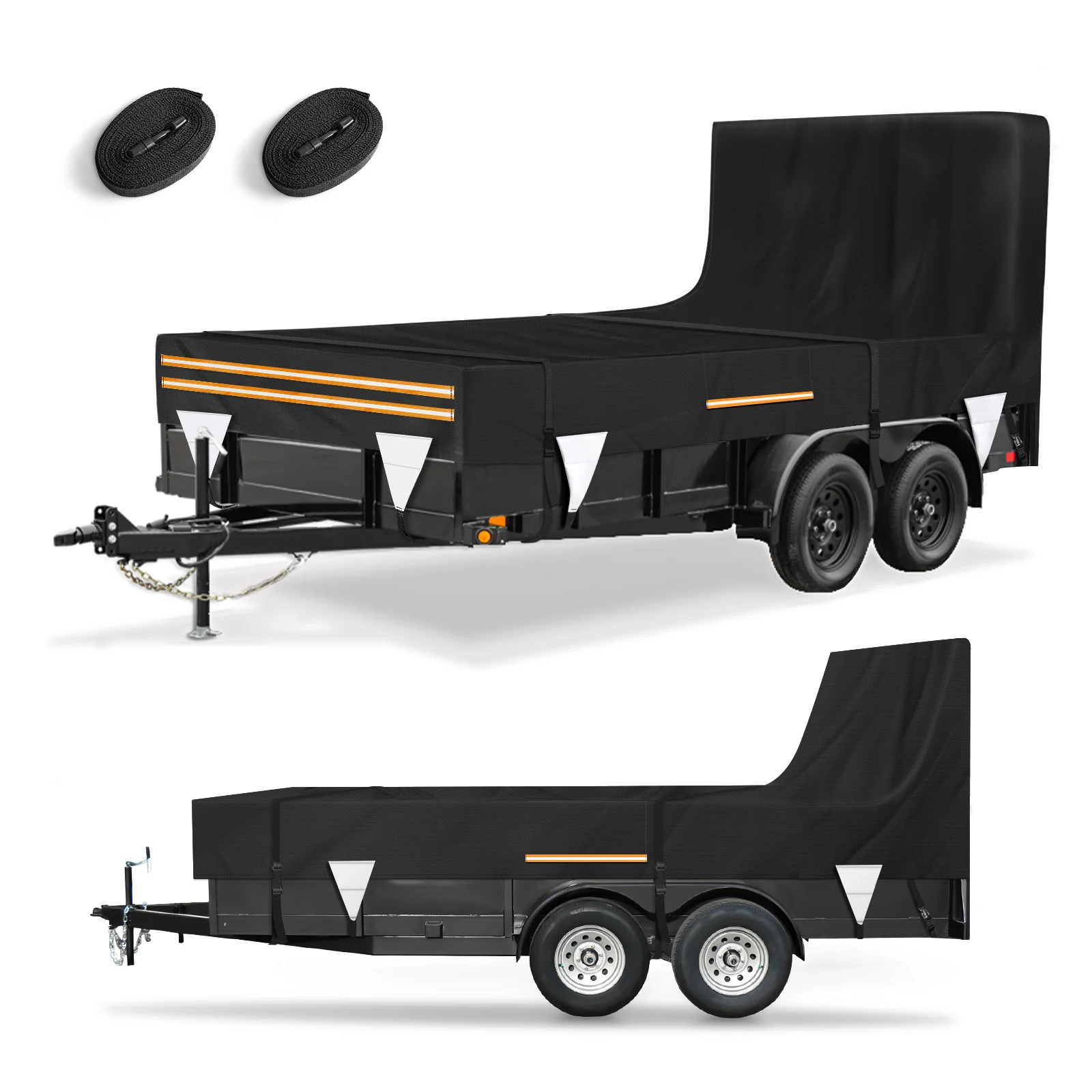 Windproof Utility Trailer Cover, 600D Waterproof Heavy Duty Cover with ...