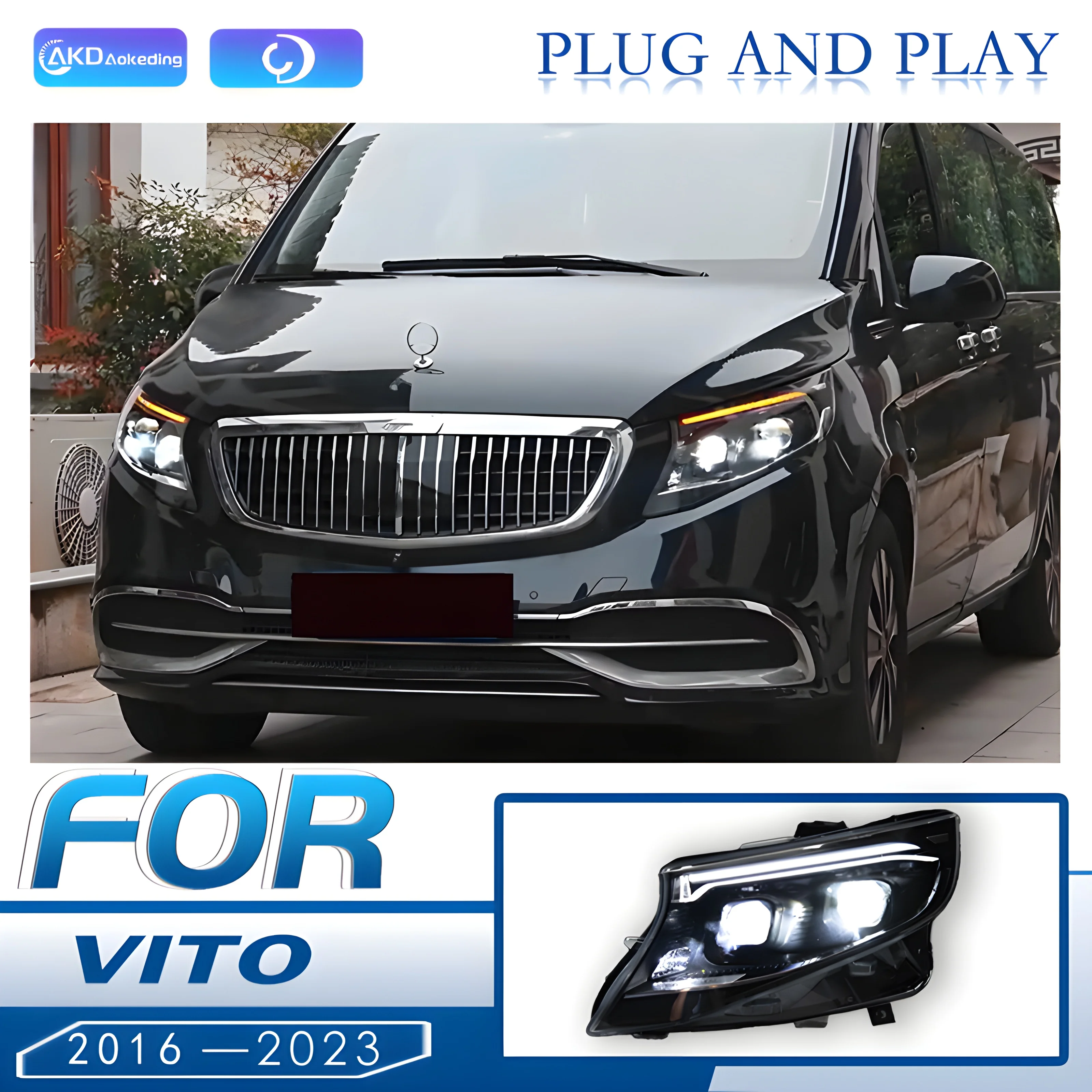 Car-Styling-Headlights-For-VITO-V-Class-W447-Front-LED-2016-2023-Head ...