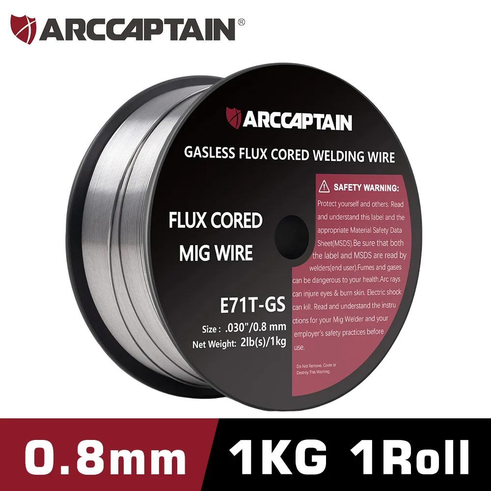 ARCCAPTAIN 용접용 가스리스 플럭스 코어 0.8 와이어, 0.9mm, 1 롤, 1 kg E71T-GS, MIG 용접기 액세서리