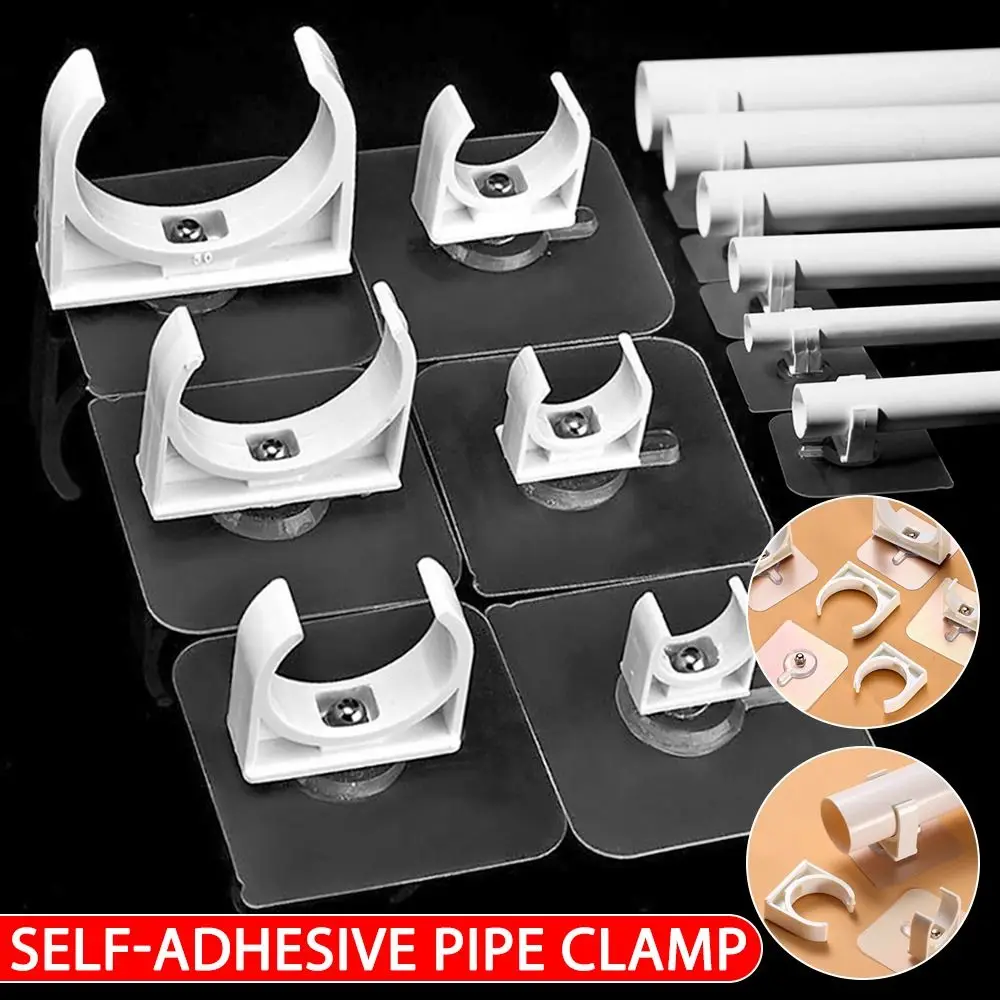 Self-adhesive-PVC-Pipe-Clamp-Punch-free-Tube-Clip-Connector-Garden ...