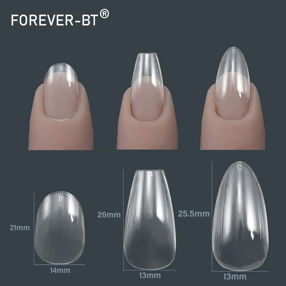 120Pcs-L-M-XS-Short-Oval-Almond-Artificial-Nail-Gel-Tips-Fake-Nails ...