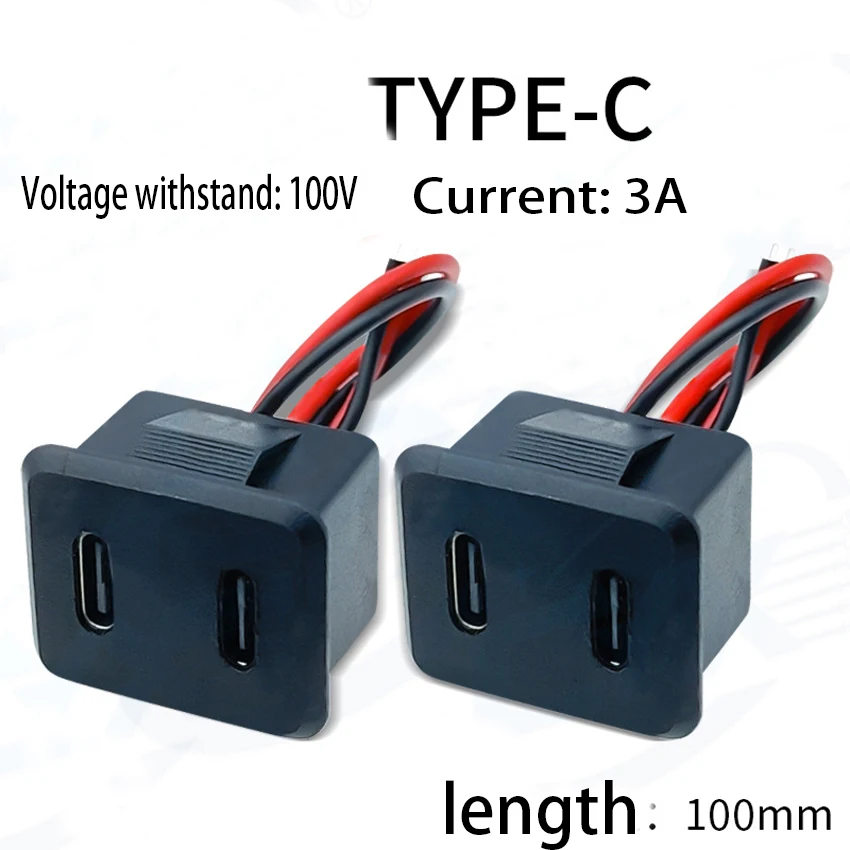 1-5PCS-Double-Layer-USB-Female-Base-Type-C-Charging-Socket-Power-Socket ...