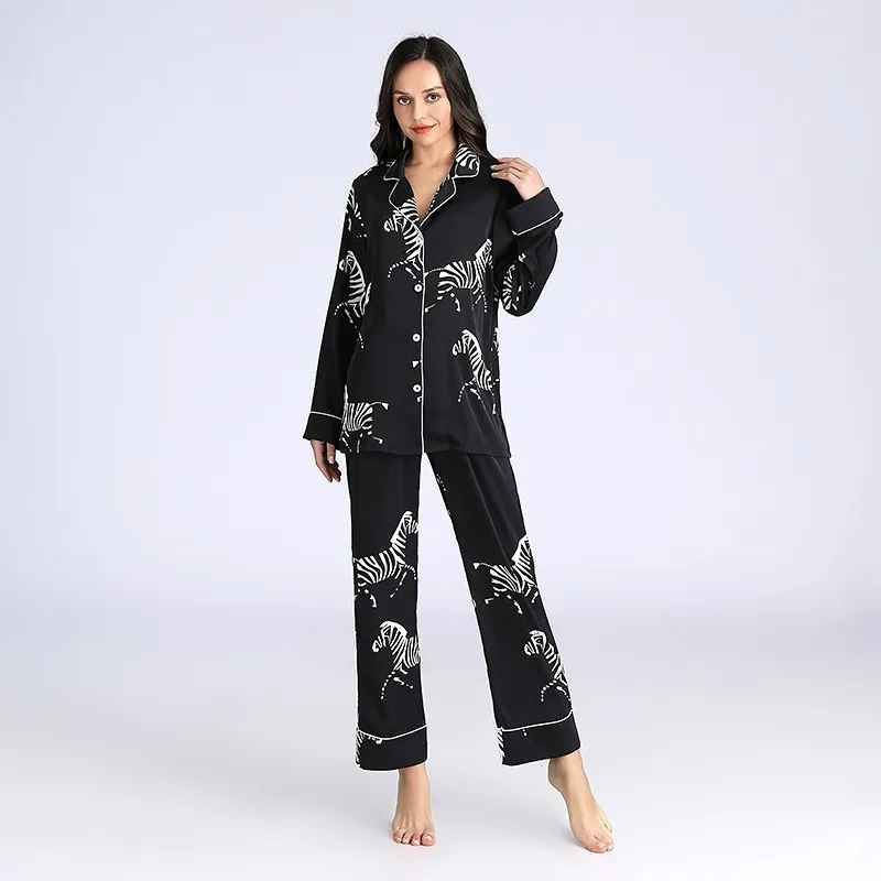 New-Spring-and-Summer-Thin-Pajamas-Silk-Long-Sleeve-Light-Luxury-Casual ...