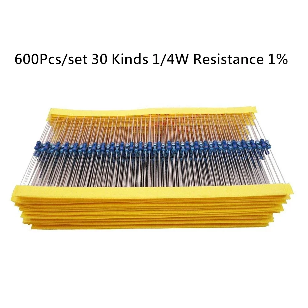 600PCS-LOT-1-4W-Metal-Film-Resistor-Kit-1-Resistor-Assorted-Kit-Set-10 ...