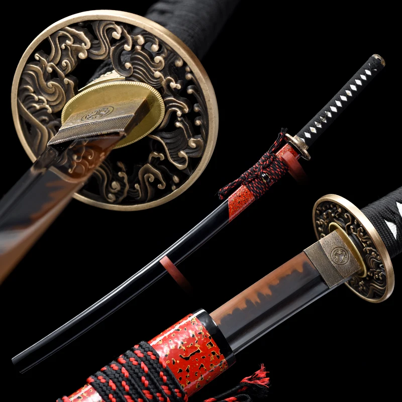 Masahiro-Swords-T10-Katanas-Clay-Tempered-Black-Hamon-Blade-Strong ...