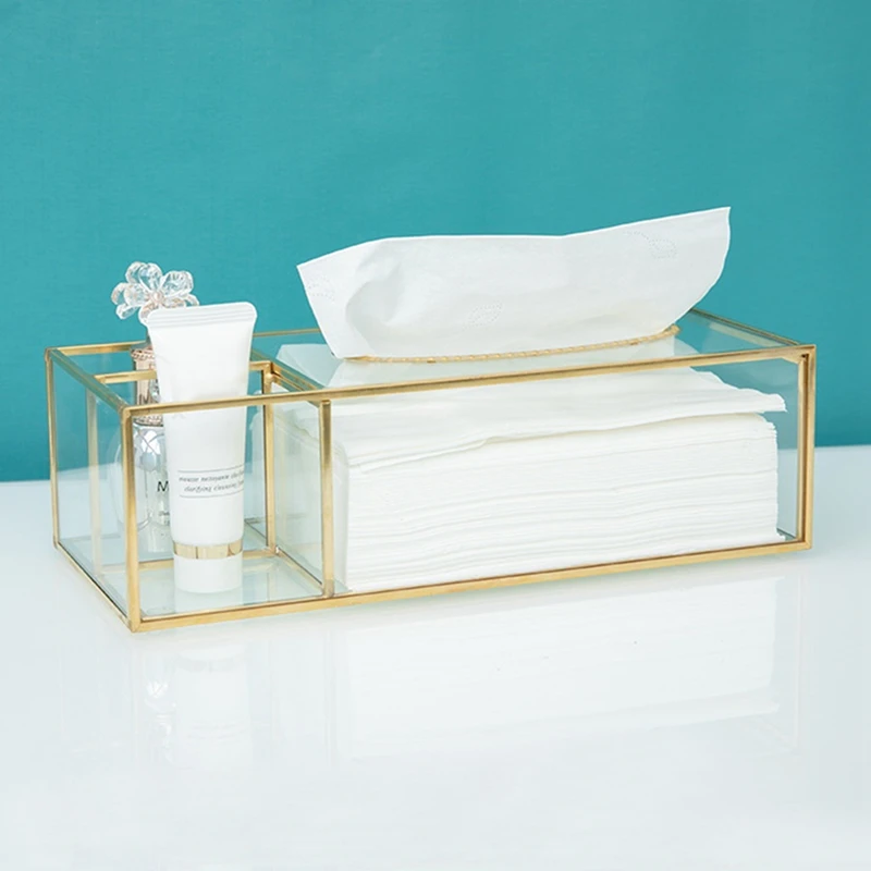 Gold-Tissue-Box-Rectangular-Clear-Glass-Paper-Tissue-Box-For-Home ...