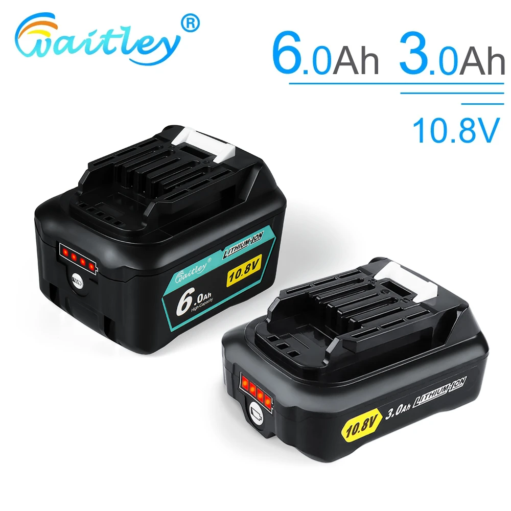 Waitley 10.8v 6.0ah 3.0ah Lithium Battery Rechargeable For Makita Power ...