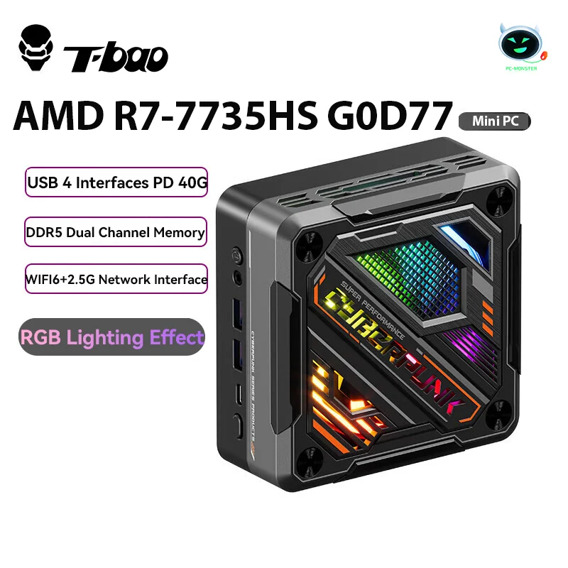T-bao-G0D77-Mini-PC-R7-7735HS-Mini-Computer-Support-AMD-R7-Games-Eight ...