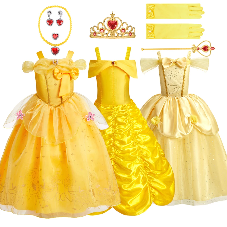 Girls-Princess-Costume-Children-Belle-Cosplay-Dress-Baby-Beauty-and ...