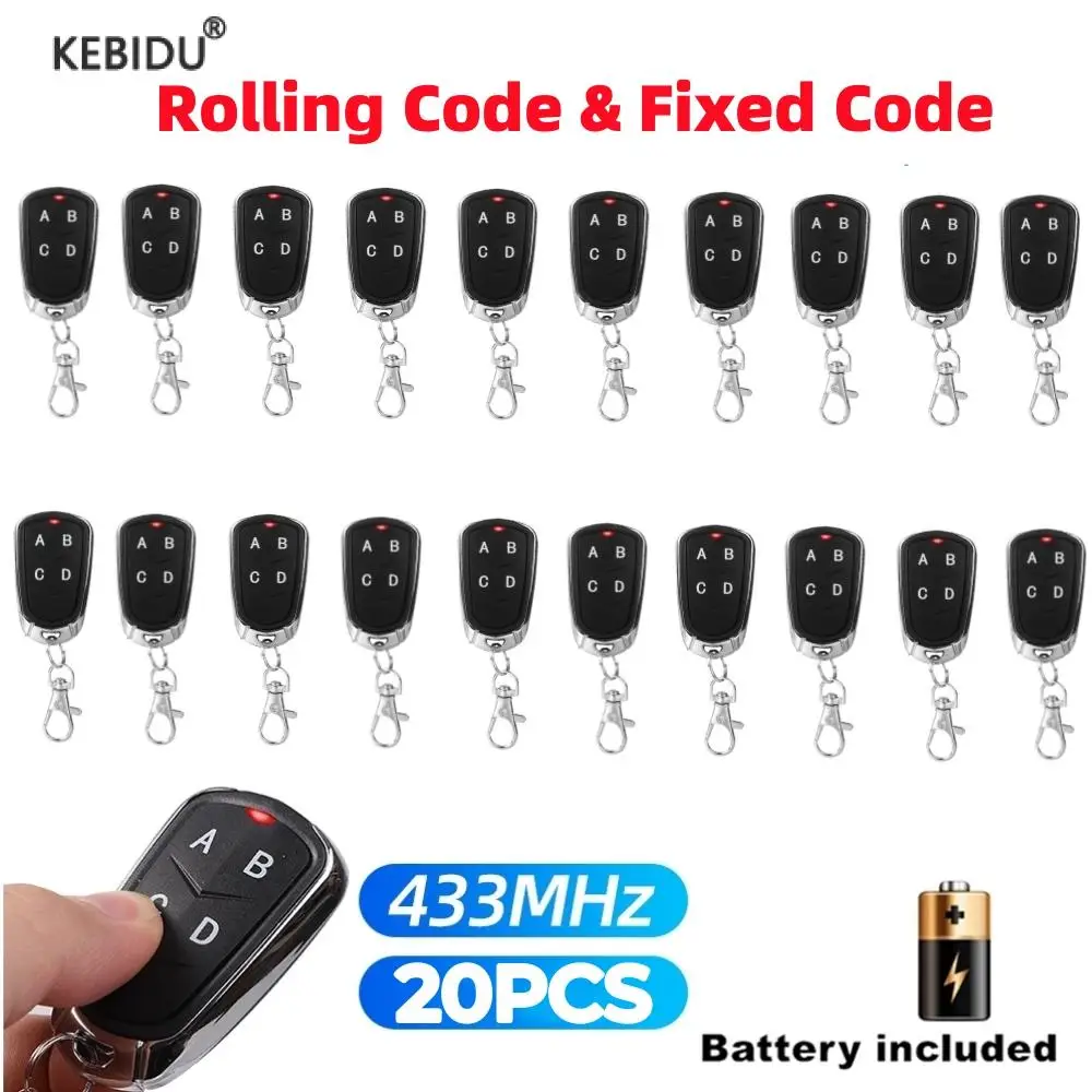 20pcs 433Mhz Auto Copy RF Remote Control Fixed Rolling Code 4 Keys Duplicator Cloning Code For ...