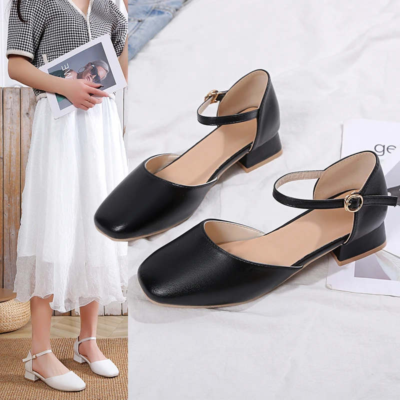 Plus-Size-34-42-Women-Low-Heels-Dress-Shoes-Cover-Toe-Ankle-Strap ...