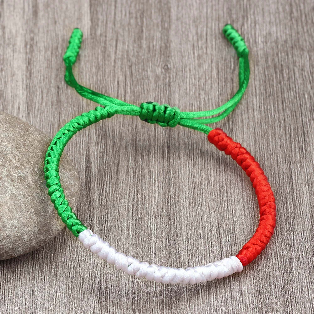 Handgemaakte-Landen-Vlag-Kleur-Armband-Groen-Wit-Rood-Touw-Itali-Mexico ...
