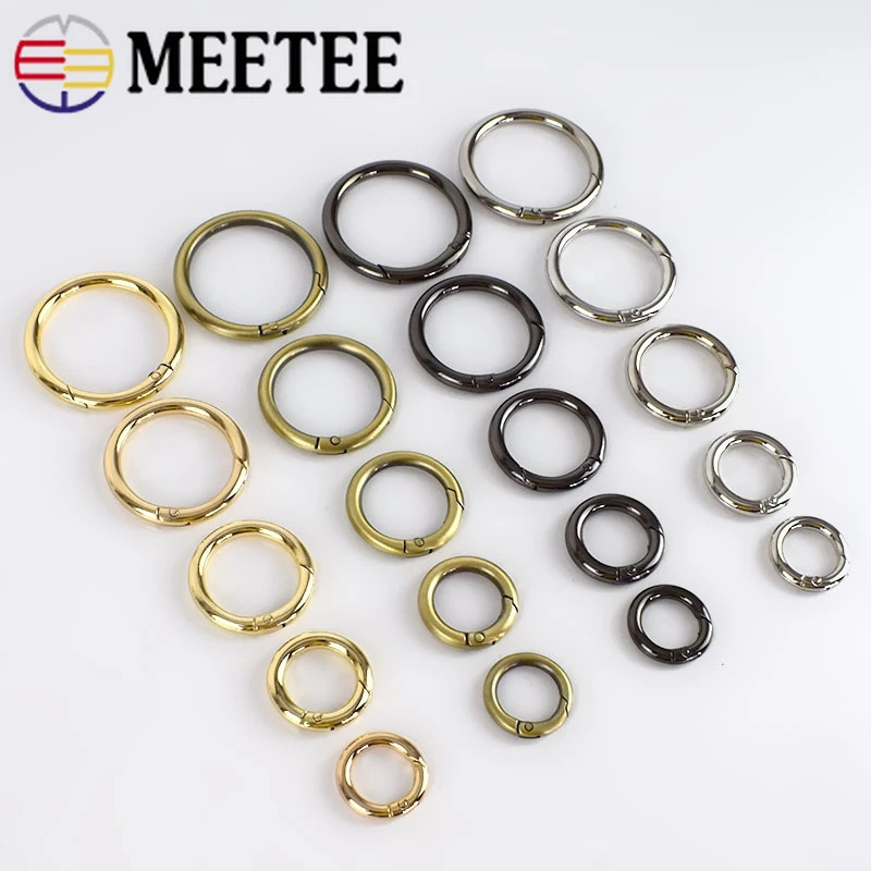 10pcs 10-60mm Meetee Metal Spring O Dee Ring Openable Keyring Trigger ...