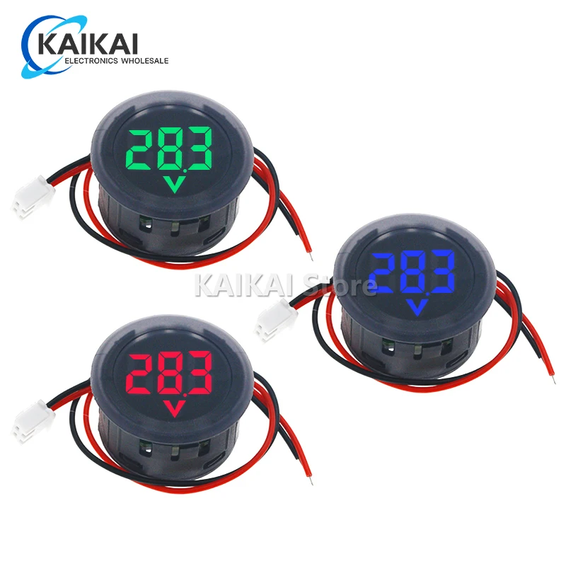 DC-4-100V-LED-Digital-Display-Round-Two-wire-Voltmeter-DC-Digital-Car ...