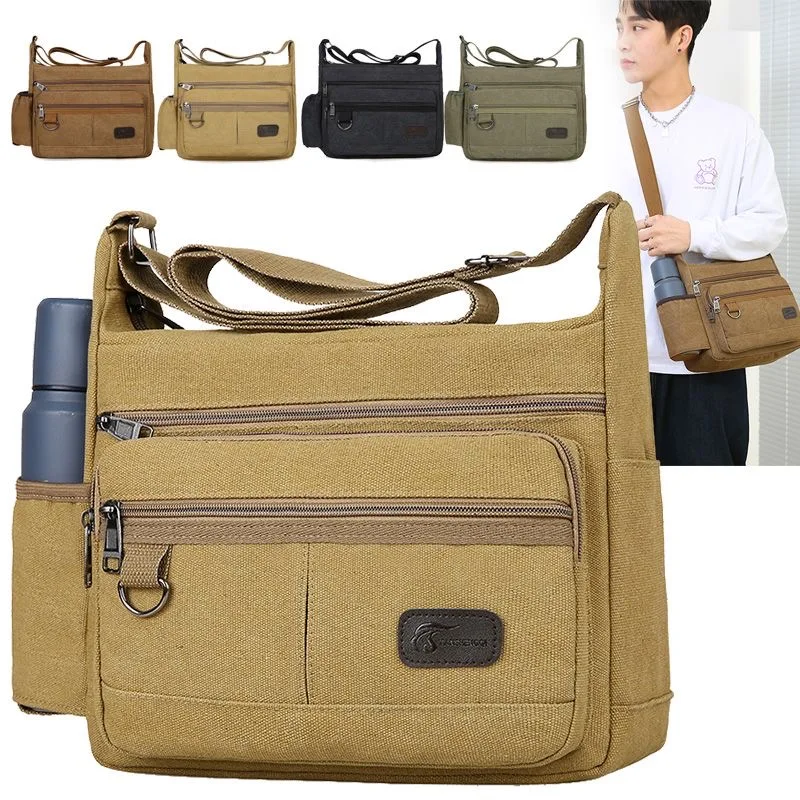 Men's Canvas Messenger Bag Single Shoulder High Quality Crossbody Bag ...