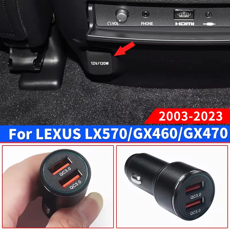 2-Ports-QC3-0-USB-Car-Charger-For-Lexus-LX570-GX460-GX470-2003-2023 ...