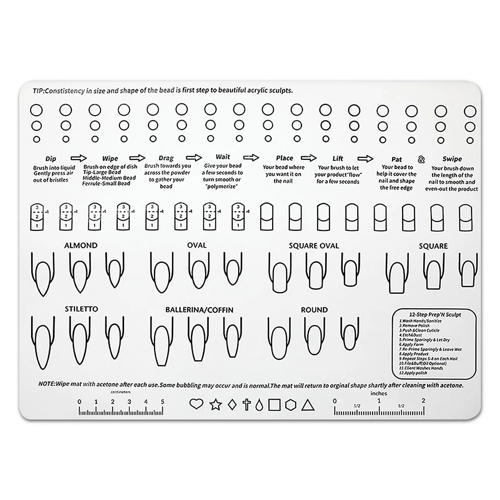 Silicone Acrylic Nail Practice Training Sheet Mat Manicure Liquid ...