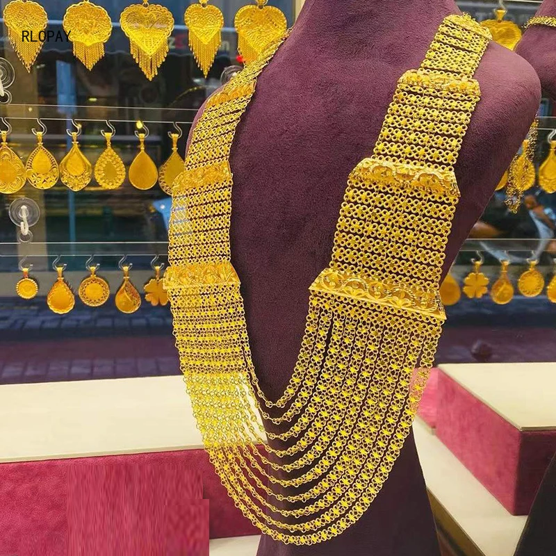 Copper-Gold-Plated-Chains-Necklace-for-Arabic-Bridal-Jewelry-Turkish ...