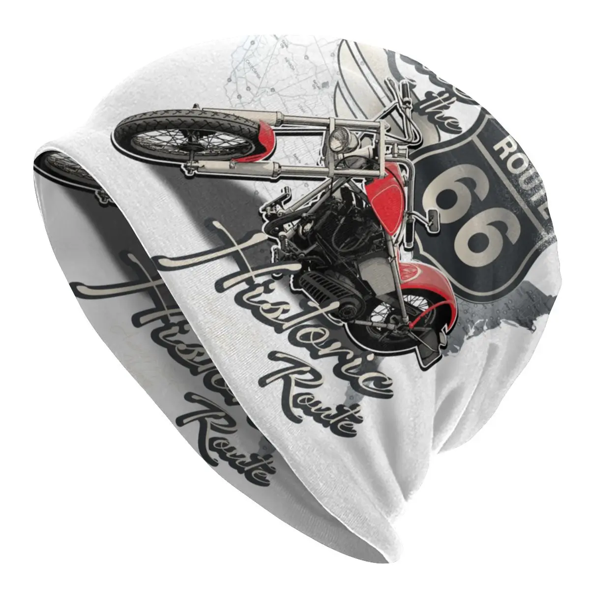 Unisex Inverno Quente Bonnet Femme Malha Chapéus US 66 Biker Beanie Cap ...