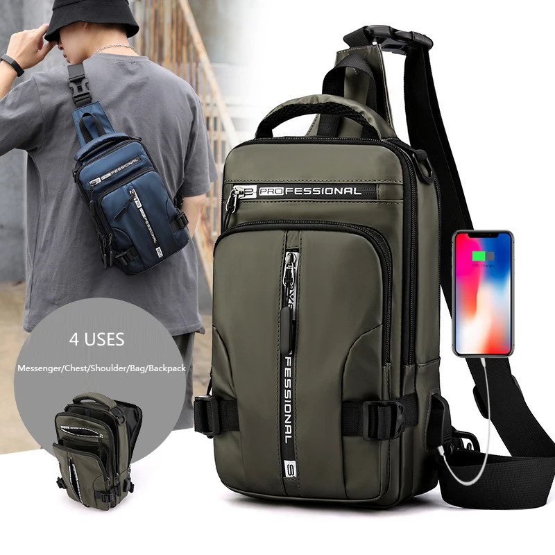 Men-Nylon-Backpack-Rucksack-Cross-body-Shoulder-Bag-with-USB-Charging ...