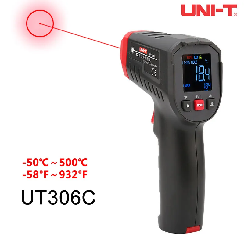 UNI-T Infrared Digital Thermometer UT306S UT306C Laser Thermometer Non-contact Pyrometer Imager ...