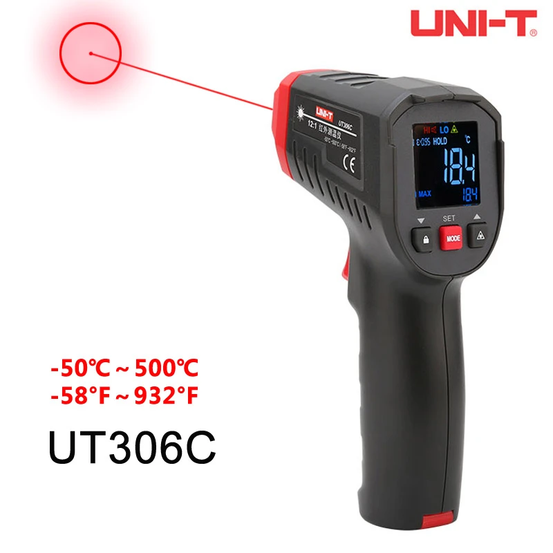 UNI T Infrared Digital Thermometer UT306S UT306C Laser Thermometer Non ...