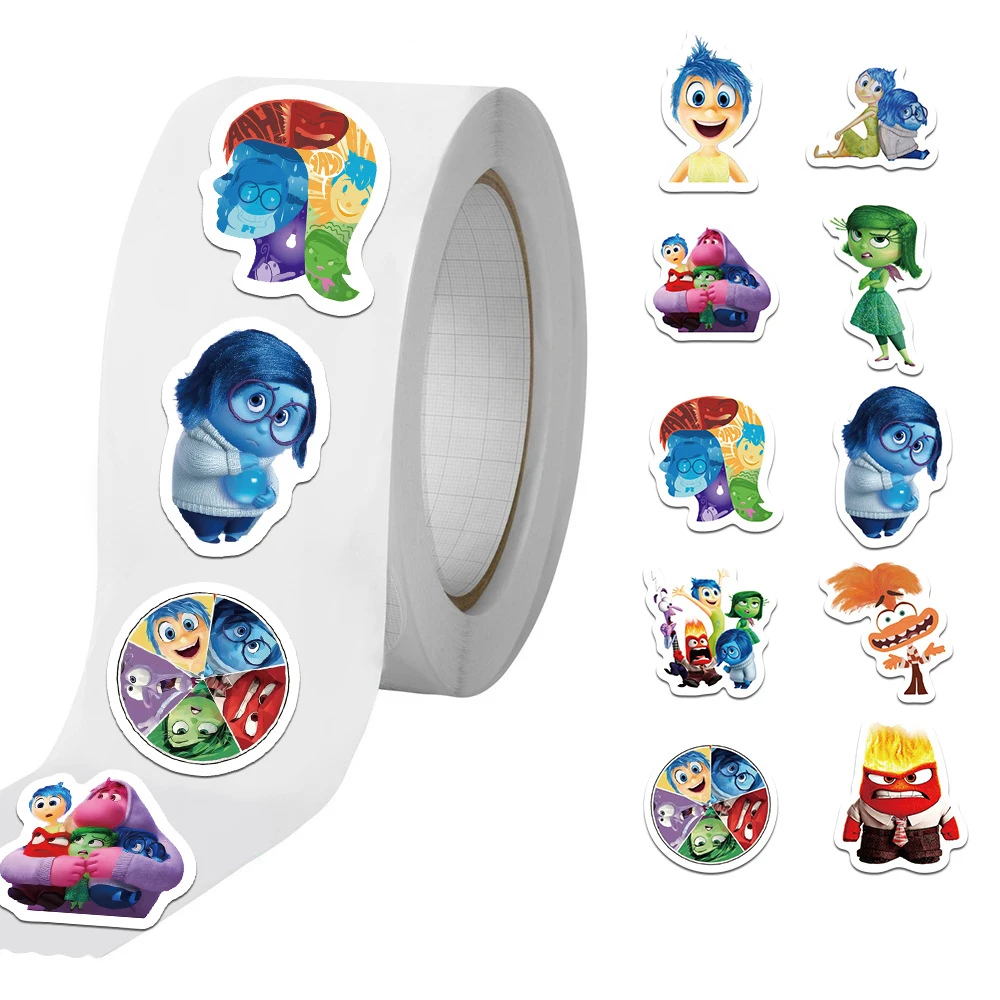 500 uds/rollo Disney Inside Out 2 pegatina de sellado de dibujos ...