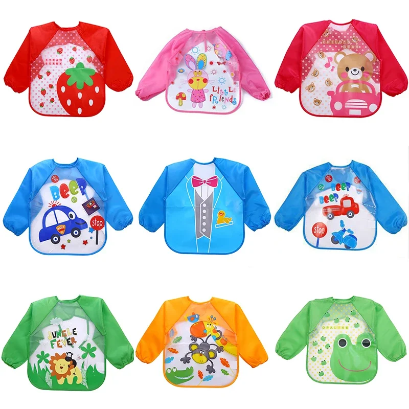 Waterproof-EVA-Full-Sleeve-Baby-Bibs-Children-Apron-Long-Sleeve-Feeding ...