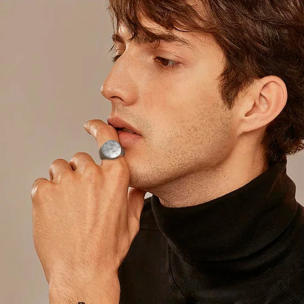 LIKGREAT Tetragrammaton Amulet Stainless Steel Men Rings