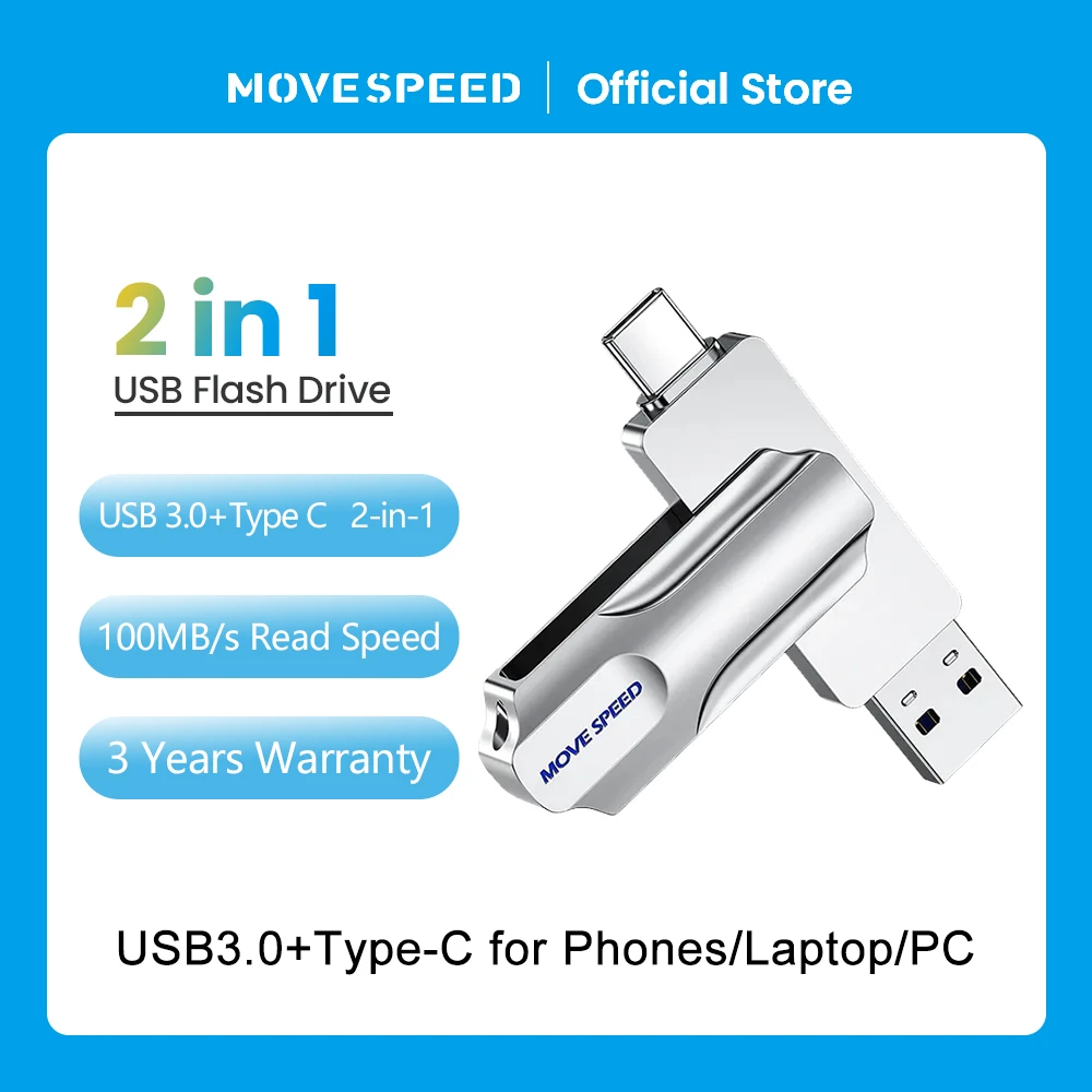 Movespeed 2 In 1 Usb Flash Drive 3.0 Otg Type C Pen Drive 128gb 256gb ...