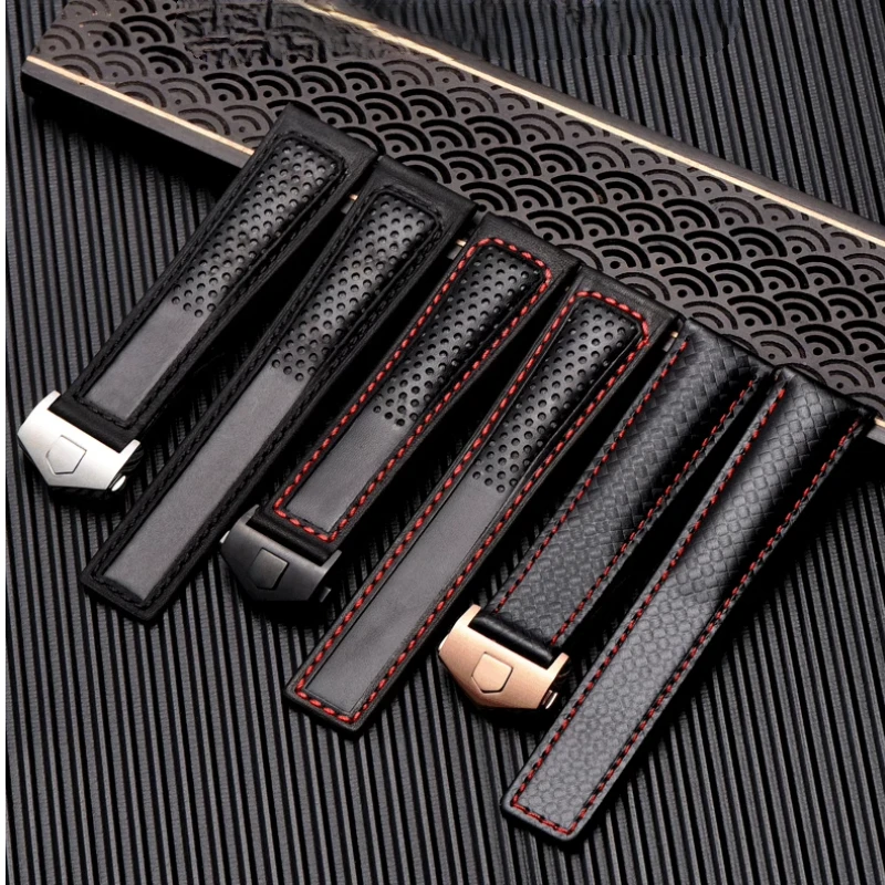 COW Genuine Leather Watch Strap 19mm 20mm 22mm watchband for tag heuer ...