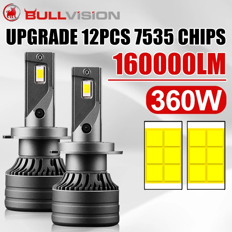 Bullvision H4 LED Headlight 160000LM 360W H7 H11 H1 7535 CSP Chip H8 HB3 9005 9006 HB4 9012 HIR2 ...