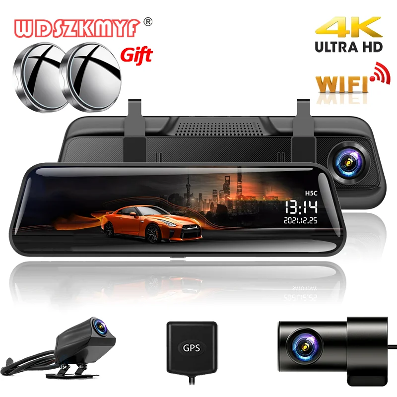 3 Channel Car DVR 4K Dash Cam for Cars WIFI 10Inch GPS Video Recorder ...