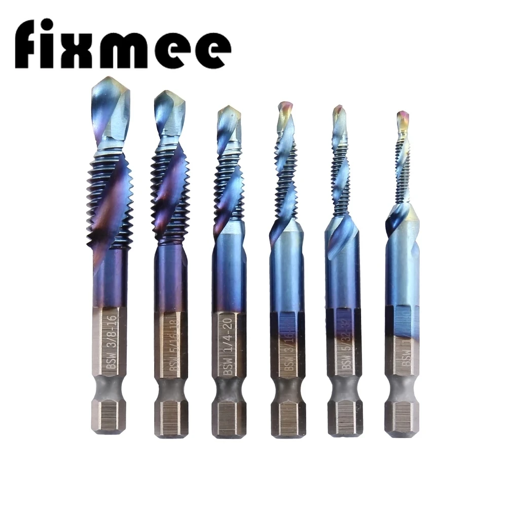 6-Pcs-M3-M10-Titanium-HSS-Combination-Drill-Tap-Bit-Hex-Shank-Titanium ...